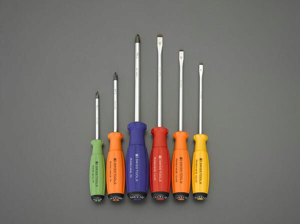 [セット内容]:6本組プラスドライバー:先端×軸径×軸長:＃1×5×80mm＃2×6×100mm＃3×8×150mmマイナスドライバー:刃幅×刃厚×軸長:5.5×0.8×120mm6.5×1.0×140mm8.0×1.2×160mm色の識別...