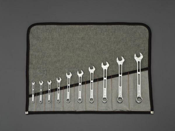 材質:クロムバナジウム鋼全長:100〜280mmサイズ(mm):5.5・7・8・10・12・13・14・17・19・2412ポイント強度を保持しつつ軽量化を実現デニムツールロール付10本組EA614AA-100A楽天 HD店　