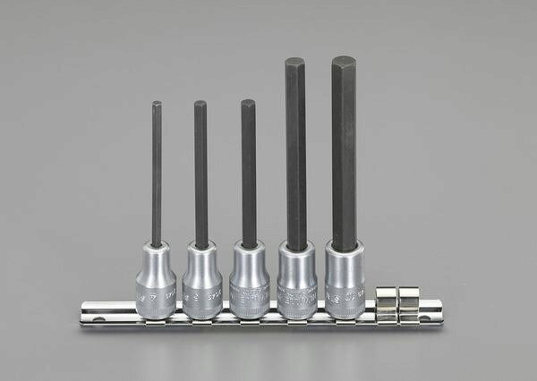差込角:3/8”全長:100〜120mm対辺(mm):4・5・6・8・10手締めの際に便利な側面ローレット加工5個組EA617YL-200楽天 HD店　