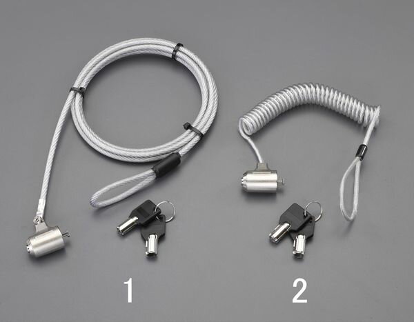 <セット内容>:ワイヤー、鍵2個、スペーサー×3個(厚み:1.6、0.8、0.4mm)のセット仕様:フレキシブル長さ:2mワイヤー直径:5.2mmシリンダーサイズ:32.4(W)×29.5(H)mm鍵とワイヤー一体型パソコンのセ...