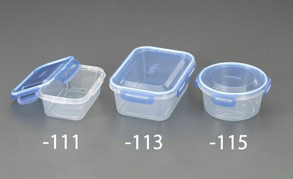 材質：本体・フタ：ポリプロピレン、パッキン：シリコーンゴム容量(ml)：430サイズ(mm)：131×131×62(H)入数：3個汁もれを防ぐ安心の4点ロックとパッキン付丸形タイプEA508TC-115楽天 HD店　