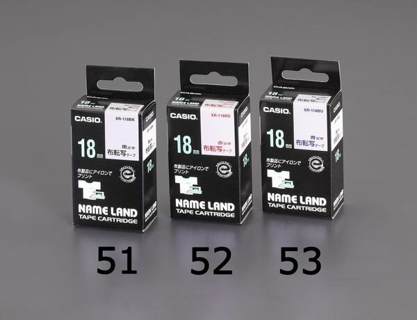 長さ：5m巻テープ色：ホワイトテープ幅：18mm文字色：黒アイロンを使用して、印字した文字を布地に転写します。テープ幅の合うものをお選び下さい。EA761DW-51楽天 HD店　