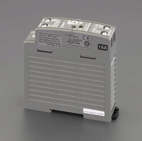 入力電圧：AC100〜240V(電圧範囲：AC85〜264V/DC100〜370V共用)出力容量：15Wサイズ：22.5×95×90(H)mm出力電圧：DC12V出力電流：1.3A動作表示：LED(緑)端子：3.5mmスクリューアップ端子型...