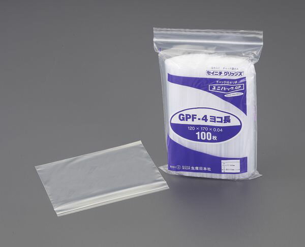 チャック下サイズ(mm)：120×170厚み(mm)：0.04材質：PE40μ使い方ひろがるヨコ長タイプ！袋巾が広く、底が浅いので、内容物が｢入れやすく｣｢取り出しやすい｣チャック付ポリエチレン袋です。入数：100枚EA944CA-504楽...