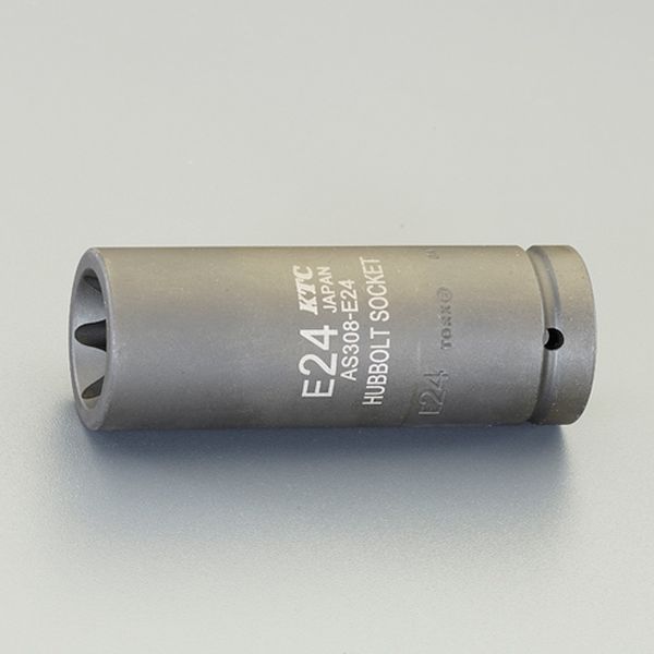 差込角：1/2”(12.7mm)サイズ：E24外径(mm)：29全長(mm)：80重量(g)：290適合車種：ベンツCクラス欧州車に使用されているE型トルクス形状のフロント（リア）アクスルハブボルトのインパクトレンチでの緩め作業用ソケットで...