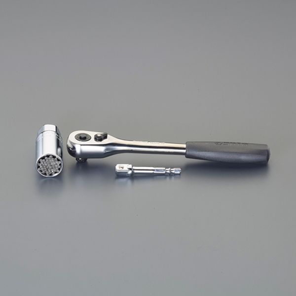 差込角：3/8”ユニバーサルソケット：対辺：9〜21mm（3/8”）ラチェットハンドル：200mmソケットアダプター：3/8”DR×1/4”Hexソケット手元が六角付なのでスパナで回すことも可能です。W溝タイプのソケットアダプター付、電動、...
