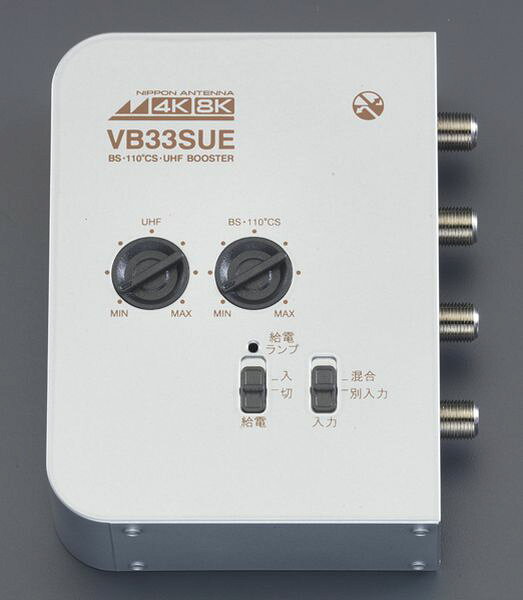 メーカー：日本アンテナ型番：NAVB33SUE-BP受信チャンネル：UHF:470〜710(13〜52ch) BS・110℃S:1032〜3224MHz標準利得：UHF：25〜33dB BS・110℃S:20〜30dB入出力インピーダンス：...