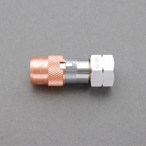 適合ガス：アセチレン、LPガス、水素+エチレン混合ガス等使用圧力：1MPa以下破壊圧力：3MPa(本体全体が破壊する最小圧力値)材質：本体：真鍮(ソケット)・鋼(プラグ) パッキン：ニトリルゴム スプリング：ステンレス使用温度範囲：-10〜...