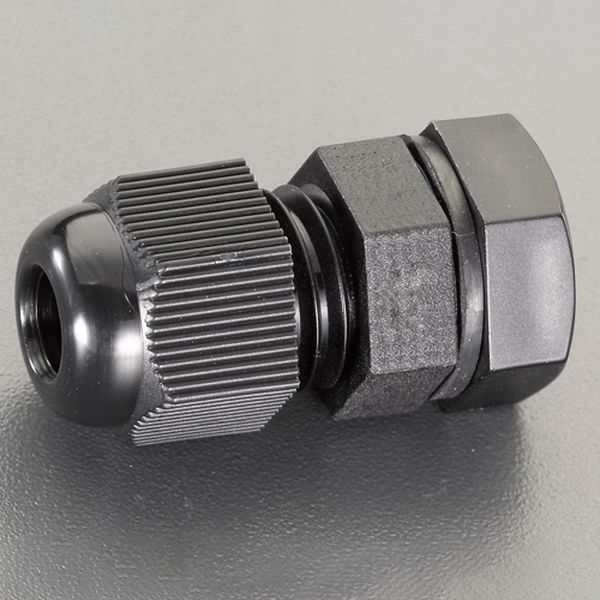 適用ケーブル(mm)：4〜12取付穴(mm)：21取付ねじ(G)：1/2”入数：1個材質：本体、キャップ、ロックナット： ナイロン66 (難燃グレード：UL94V-2) Oリング、スリーブ：NBR使用温度範囲：−25〜80℃防水保護等級：I...