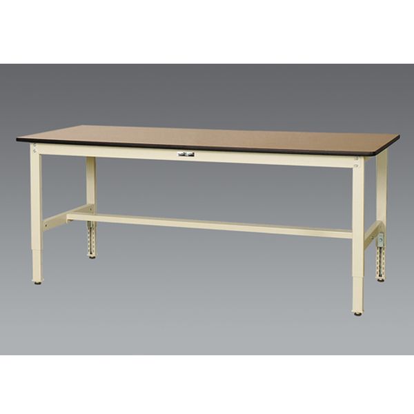 メーカー：山金工業型番：SWPA-1260-MG※注意※：【お客様組立品】サイズ：1200(W)×600(D)×600〜900(H)mm重量：24.1kg材質：脚部:スチール　天板:ポリエステル耐荷重：200kg天板厚：20mm色：天板:木...