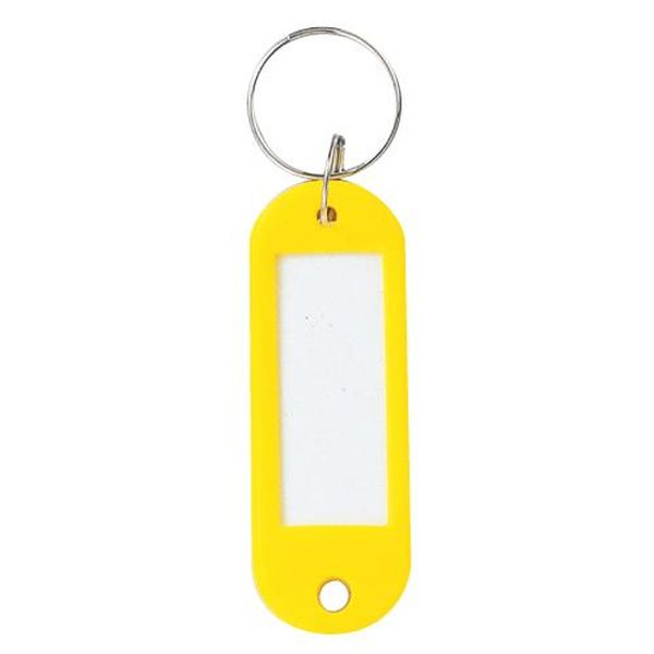 ●色…黄●サイズ…20×60×2.5(厚み)mm●リング内径…大：16mm、小：11mm●材質…ポリエチレン，PVC樹脂●入数…50個●透明のカバーを外して、台紙に文字を書いてください。●柔らかい素材で手になじむネームタグ。●本体は60ミリ...