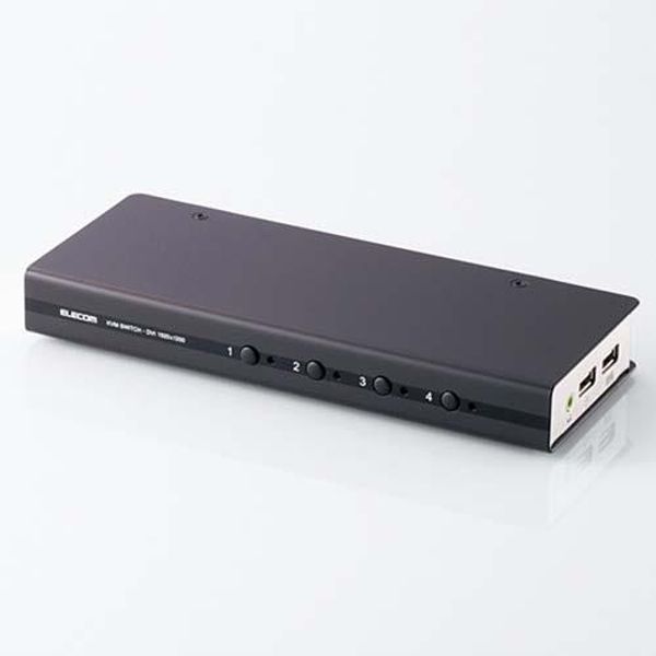 ●最大PC接続台数…4台●インターフェイス…PC側：DVI-D24ピン（オス）×4、USBタイプA（オス）×8、3.5φステレオミニ（オス）×4周辺機器側：DVI-D24ピン（メス）×1、USBタイプA（メス）×2、3.5φステレオミニ（メ...