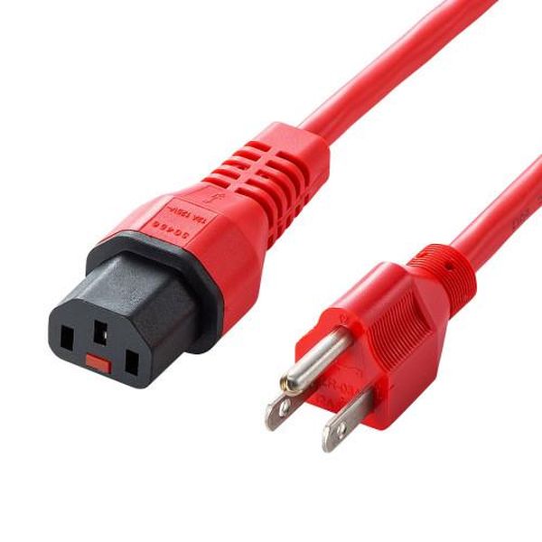 ●カラー…レッド●定格容量…12A・125V（1200Wまで）●コネクタ仕様…IEC C13・NEMA 5-15P（3Pプラグ トラッキング対策適用範囲拡大対応）●プラグ…平型2P＋アースピン（NEMA 5-15P互換）●コード…HVCTF...