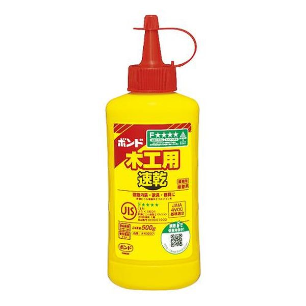 ●内容量…500g●材質…酢酸ビニル樹脂系エマルジョン形●用途…建築内装木工事（健康住宅対応）、家具・建具の製作。木・合板・紙・布・フェルト・パーティクルボード・ハードボード・インシュレーションボード・MDFの相互の接着上記材料とメラミン化...
