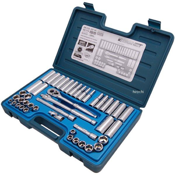 シグネット 3/8DR 44PC mm・インチ ソケットレンチセット・差込角(インチ DR)：3/8セット内容：ソケット(8,9,10,11,12,13,14,15,16,17,18,19mm)、ソケット(3/8インチ,7/16インチ,1/...
