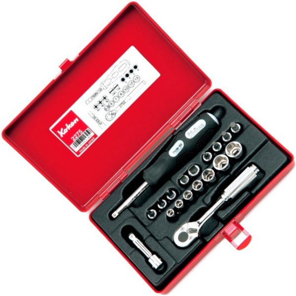2275 1/4インチ sq. ソケットセット 19ヶ組メタルケース:W192xH122xT30mm差込角:1/4"(6.35mm)sq2400M (六角ソケット:5.5、6、7、8、10、12、13)2000.28(プラスビットソケット:...