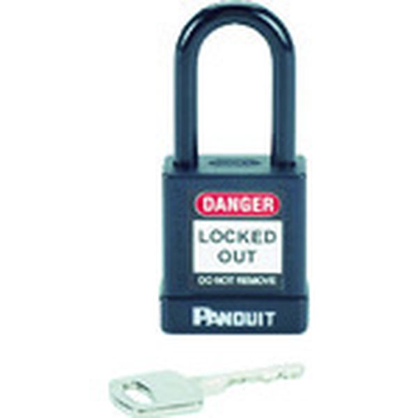 ・完全にロックするまで鍵は抜けません。・安全性が高いダブルロックで6ピンシリンダーです。・アルミ製ボディとシャックルに非電導性のポリエチレンで保護されており、電気的障害に対応しています。・色：黒・ジョー内径(mm)：19.1・A(mm)：1...