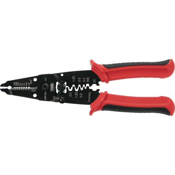 ・配線の切断、配線の被覆剥き、圧着端子の圧着の3役の万能電工ペンチです。・自動車の細線・配線作業にも対応します。・自動車などの細線、配線作業などに。・全長(mm)：220・圧着端子(［［MM2］］)接続端子用：0.3、0.5、1.25・圧着...