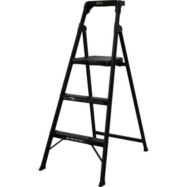 ・回転収納トレー付(トレー耐荷重5kg)で作業に便利です。・トレーには電球や工具を置ける穴や蛍光灯を置けるくぼみが付いています。・空間になじむオールブラックタイプです。・店舗什器等様々なシーンで。・最大使用質量(kg)：100・天板高さ(m...