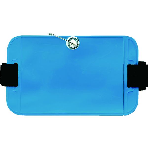 ・名札や名刺を入れて使用します。・腕に付けることができます。・ずれないように安全ピン、ハトメ付です。・色：ブルー・表示内容：無地・縦(mm)：90・横(mm)：146・差込部(mm)：85・幅(mm)：90・厚さ(mm)：0.5・タイプ：ソ...