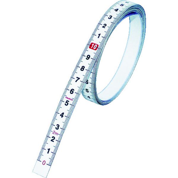 ・縦目盛仕様の粘着テープ付フラットテープです。・カットが自由にできます。・数字を下から上に配置しています。・作業台、機械などへの縦方向の取り付けに。・全長(mm)：2000・幅(mm)：13・厚さ(mm)：0.3・目盛ピッチ(mm)：1・数...