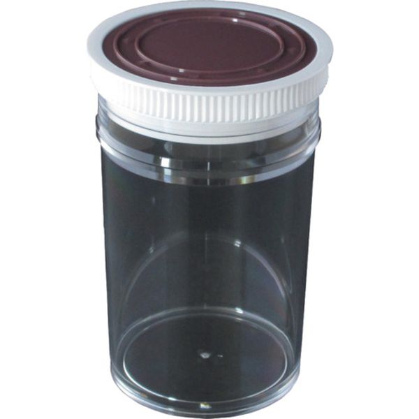 ・粉末・錠剤用標本瓶または見本容器として便利です。・直径(mm)：68.5・高さ(mm)：124.5・口径(mm)：70.5・容量(ml)：300・色：透明・フタ色：茶・中栓：なし・内径(mm)：70.5・押し込みフタ・耐熱温度：80℃・本...
