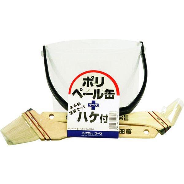 ・1.5Lのポリペール缶に万能ハケをセットしたお買い得品です。・水性、油性用。・適合塗料：水性〇油性〇ニス△薬品×・ペール缶寸法(上部径×下部径×高さ)：145×130×130mm・ペール缶:ポリプロピレン(PP)・ハケ:毛(山羊毛・化繊)...