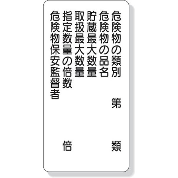 ・危険物規則・火災予防条例に基づく表示板です。・危険物取扱所への設置に。・表示内容：危険物の類別その他・取付仕様：穴4ヵ所・縦(mm)：600・横(mm)：300・厚さ(mm)：0.5・取付穴径(mm)：4・取付方法：ビス止め(ビス別売)・...