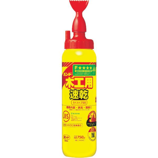 ・ホルムアルデヒド・フタル酸系可塑剤は使用していません。・乾燥後はほぼ透明になり、刃物を傷めずに切削加工ができます。・JIS F☆☆☆☆規格品です。・日本接着剤工業会JAIA 4VOC基準適合品です。・健康住宅対応の速乾水性接着剤です。・乾...