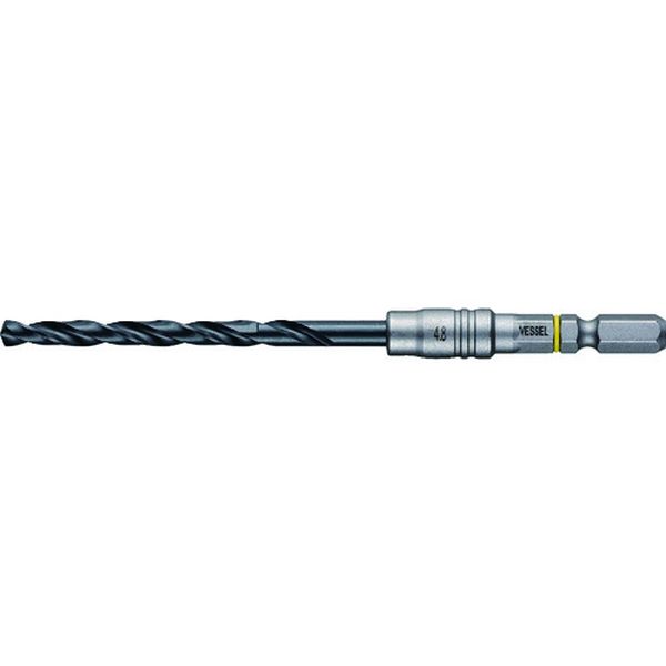 ・樹脂リングが芯振れ・ガタつきを抑制し、正確な穴あけを実現します。・芯振れ激減で高速穴あけができます。・被削材:鉄、軽金属、合成樹脂、木材。・刃径(mm)：4.8・溝長(mm)：52・全長(mm)：120・シャンク形状：六角軸(6.35mm...