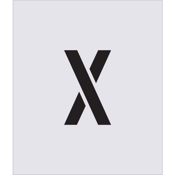 ・吹付用のステンシルプレートです。・ポリプロピレンの薄い板のため曲面にそわせて使用することができます。・材質がポリプロピレンのため、使用後の処理も簡単です。・駐車場などの吹付用プレートに。・表示内容：X・文字サイズ(mm)縦：150・文字サ...
