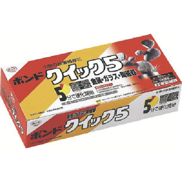 ・混合後は5分で硬化を始め、15分でほぼ実用強度に達します。・各種金属・タイル・陶磁器・ガラス・コンクリート・木材・硬質プラスチックなど硬質材の接着・充填。・色(主剤/硬化剤)：淡黄白色/淡黄褐白・容量(g)：80・可使時間(23℃)：5分...