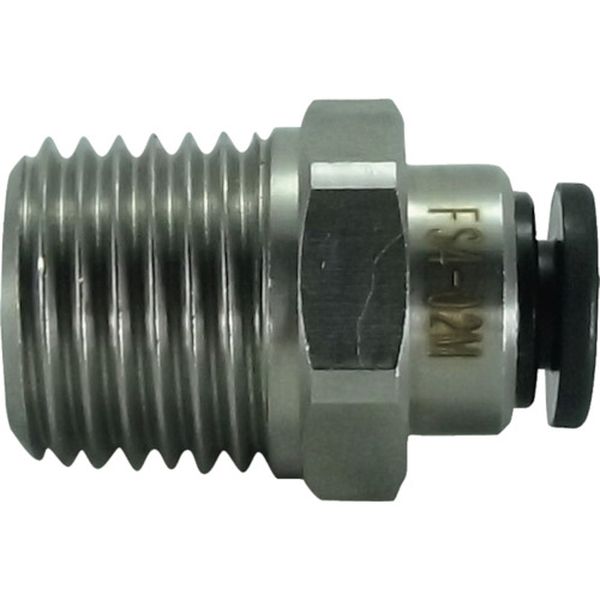 ・適合チューブ外径D(mm)：4・接続口径：R1/4・六角対辺(mm)：14・使用圧力：1MPa(空気)、0.3MPa(水)・使用流体：空気、水・流体温度：-5〜60℃(空気)、5〜40℃(水)・本体:ステンレス(SUS303)+難燃性ポリ...