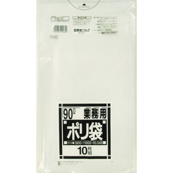 ・スタンダードな業務用厚口ポリ袋シリーズです。・縦(mm)：1000・横(mm)：900・厚さ(mm)：0.045・容量(L)：90・色：透明・低密度ポリエチレン(LLDPE)・生産国 インドネシア・JANコード 4902393244800...
