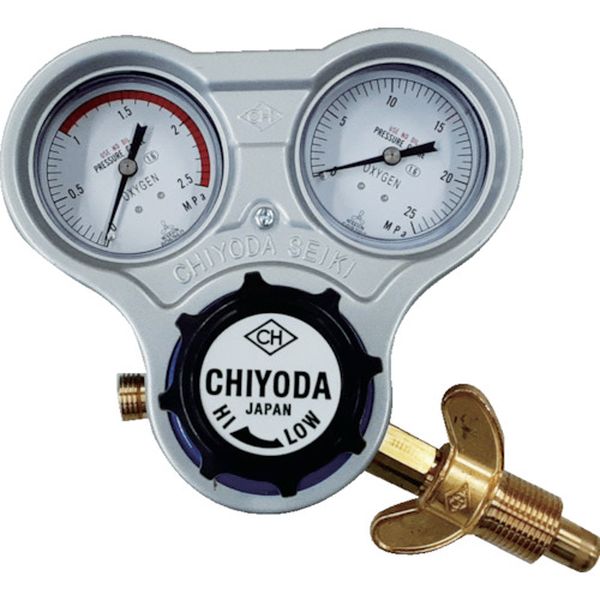 ・突起部が少ないコンパクトボディーです。・ゲージプロテクター付です。・新JIS規格準拠品です。・ガス溶断作業時の酸素圧力調整に最適。・酸素ガス用調整器。・型式：関西式・流体：酸素・1次側使用圧力(MPa)：15.0以下・2次側使用圧力(MP...