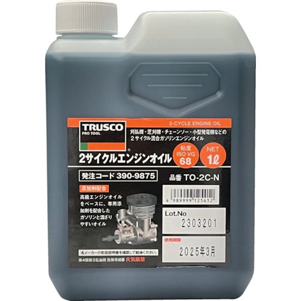 ・高級エンジンオイルベース油に専用添加剤を配合した、混合ガソリン専用オイルです。・刈払機・芝刈機・チェーンソー・小型発電機などの混合ガソリン用オイルに。・色：緑・容量(L)：1・容量(ml)：1000・JIS規格品：JIS区分なし・容器：1...