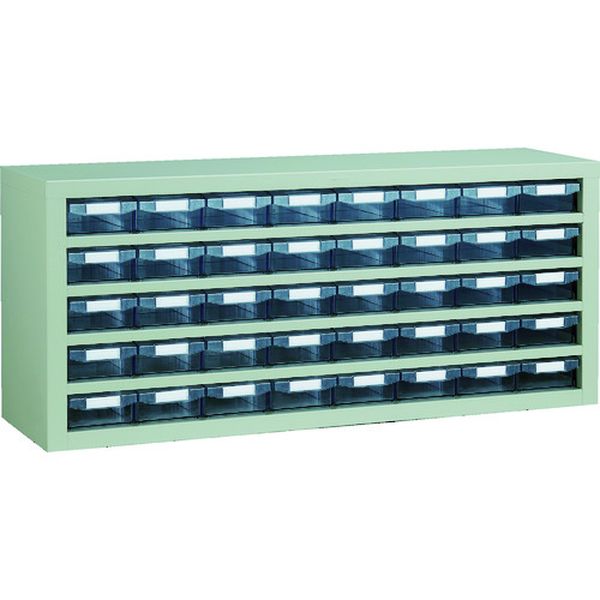 ・横型タイプの部品管理ケースです。・奥行が307mmなので、作業台に置いて使用しても、作業面が広く取れます。・間口(mm)：1037・奥行(mm)：307・高さ(mm)：444・最大積載量(kg/台)：150・引出し：A-1 8列5段・引出...