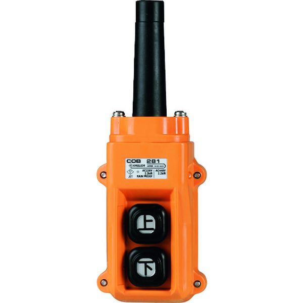 ・電動機を直接操作する押ボタン開閉器です。・保護構造IP65(JIS C 0920)です。・電気用品安全法適合品です。・電動機直接操作用の押ボタン開閉器として。・ボタン数：2点・ボタン文字：上、下・最大適用電動機容量：三相200V/220V...