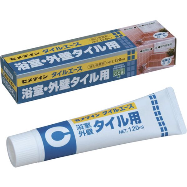 ・外装、浴室などでも使用できます。・耐水性に優れます。・垂れにくいズレ止めタイプです。・衝撃、振動に強い弾性接着剤です。・コンクリート、モルタル、浴室タイル、乾式ボード、合板面への内外装タイルの貼付に。・色：白色・容量(ml)：120・容量...