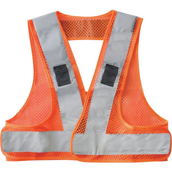 ・背中の中央部分が空いているので、X型・Y型のフルハーネスにも対応しています。・ベスト肩部内側にある面ファスナーをベルトに固定することで、スムーズにベストと同時脱着ができます。・視認識性抜群のガラスビーズ高輝度反射テープを採用しています。や...
