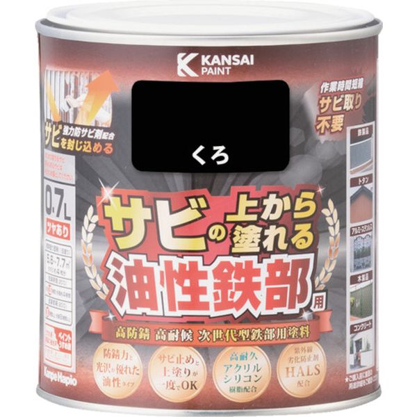 ・高耐久アクリルシリコン樹脂と強力防サビ剤の効果により、最高クラスの高い防サビ性と高い耐久性を実現した「サビの上から直接塗れる高性能鉄部用塗料」です。・強力防サビ剤が防錆効果を発揮し、サビ止めと上塗りが同時にできます。・色：黒・容量(L)：...