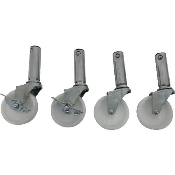 ・トランスフォームコンテナ専用のキャスターです。・1袋に固定キャスターと自在キャスターが2個ずつ入っています。・キャスター径(mm)：75・セット内容：固定キャスター×2、自在キャスター×2個・寸法：本体サイズ：Φ75mm・材質：鉄、ナイロ...