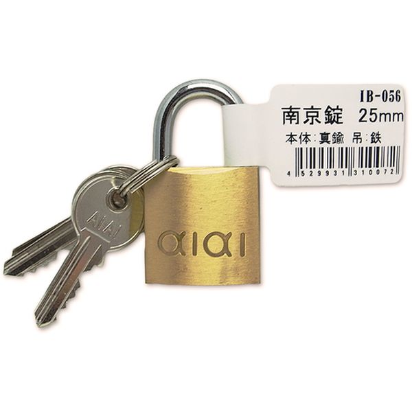 ・ロッカーやポストの簡易施錠ができます。・サビや切断に強い鋼鉄の吊です。・幅(mm)：25・タイプ：シングルロック方式・ツル幅(mm)：4・B(mm)：14・C(mm)：13・ロック方式：シングル・本体：真鍮・ツル：鉄・生産国 中国・JAN...
