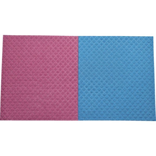 ・セルロース(天然植物繊維素)を使用の拭き取り用クロスです。・水ハネ、液ダレをキッチリ拭き取り、自重の10倍の水分を吸収します。・使用後の乾燥も早いクロスです。・厨房周りの清掃。・シートサイズ(mm)：180×200×6・色：ピンク、ブルー...