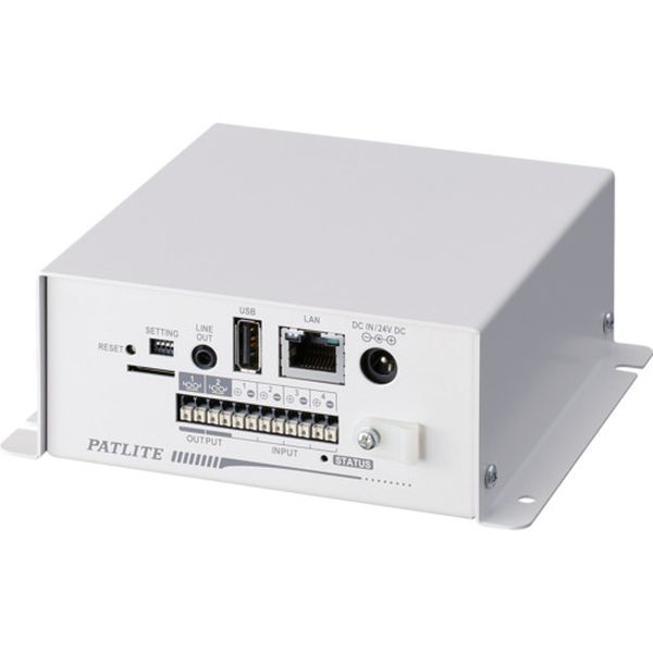・現場のアラートを報知、ネットワークとI/Oの変換器です。・Ethernet(LAN)とデジタル入出力接点を変換し、回転灯や、音声合成機器などでシステムの情報の報知ができます。・幅(mm)：142・奥行(mm)：124・高さ(mm)：52・...