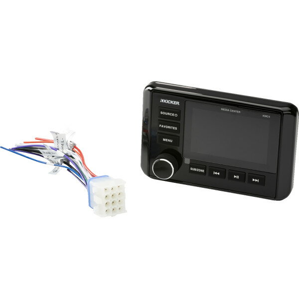 Kicker AUDIO SOURCE UNIT WEATHER RESISTANT天気バンド付きAM/FMチューナー、Bluetoothオーディオ、RCAおよび充電用USB入力を搭載4つのチャンネルと最大200Wの内蔵電源を搭載5つのプリ...