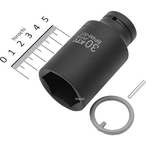 12.7sq インパクトレンチ用ソケット(セミディープ薄肉)30mm付属のピン・リング付です。BP4M-30TP-KC楽天 JP店　