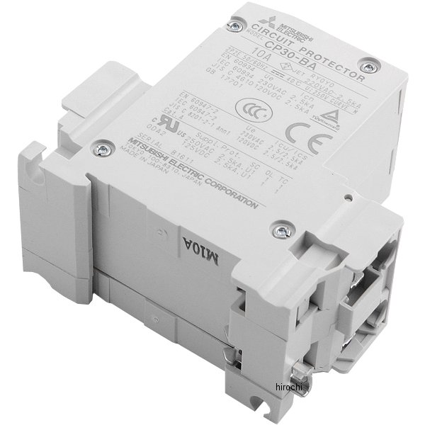●定格仕様電圧:AC250V、DC125V●定格絶縁電圧:250V●定格遮断容量:2.5kA●サイズ:37×65×56(H)mm●極数:2極●定格電流:10A●型式:CP30-BA 2P●基準周囲温度:40℃●重量:80g三菱電機フレーム3...