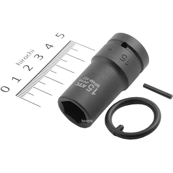 12.7sq インパクトレンチ用ソケット(セミディープ薄肉)15mm付属のピン・リング付です。BP4M-15TP-KC楽天 JP店　