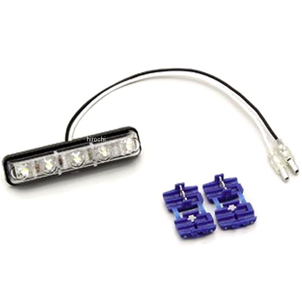 ハリケーン LEDライセンスランプDC12V高輝度白色5連LED 直流12V 高さ15mm×幅68.5mm×厚み14.5mm配線:白（＋）黒（−） 長さ180mm ギボシ端子φ4mm付きバッテリーレス車には取付不可HA6804楽天 JP店　